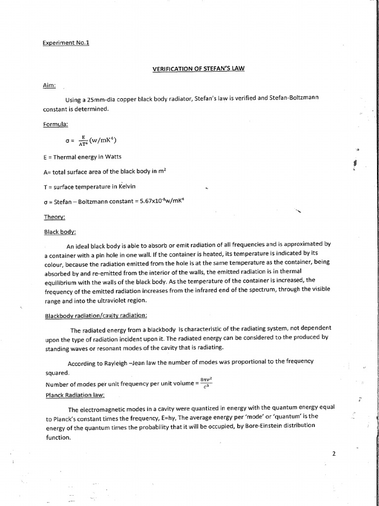 Verification of Stefans Law | PDF