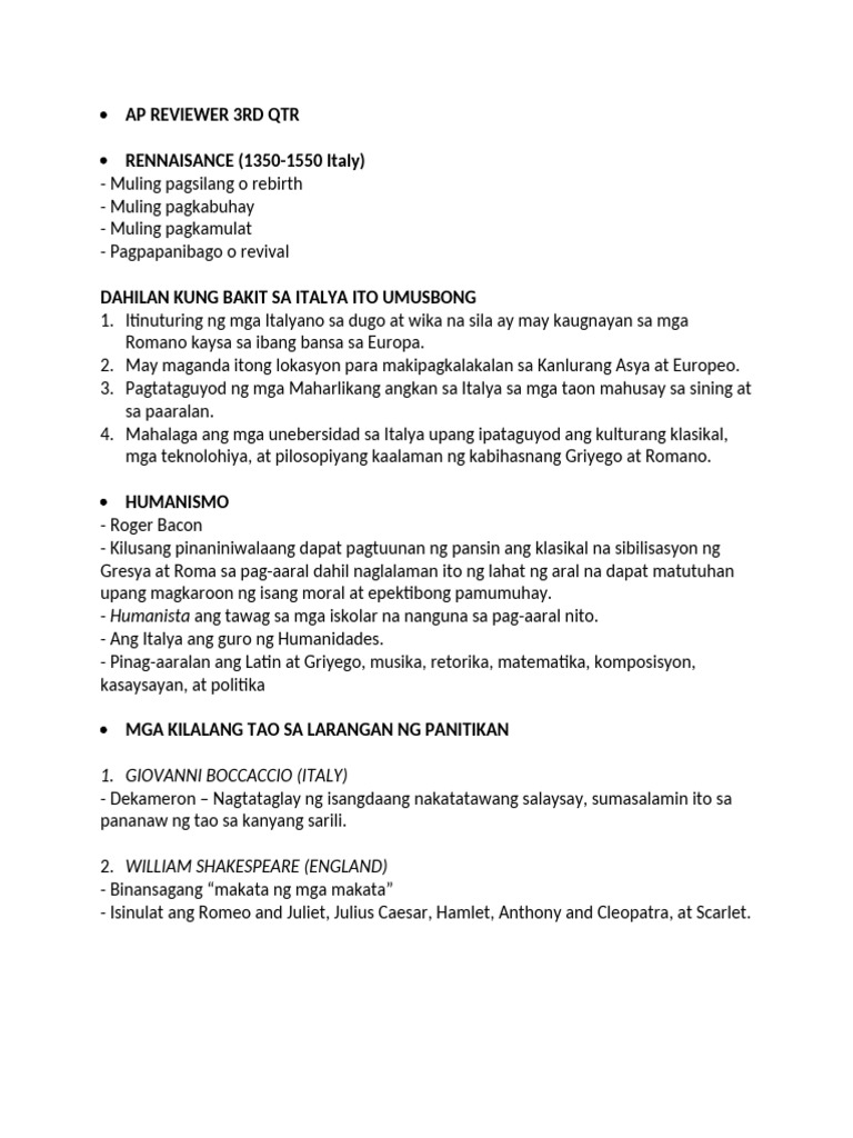 Ap Reviewer 3RD QTR | PDF