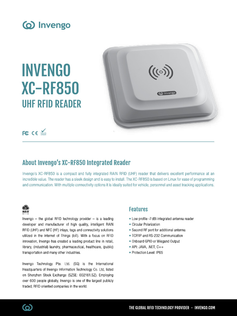 Invengo XC-RF850 V31112016 | PDF
