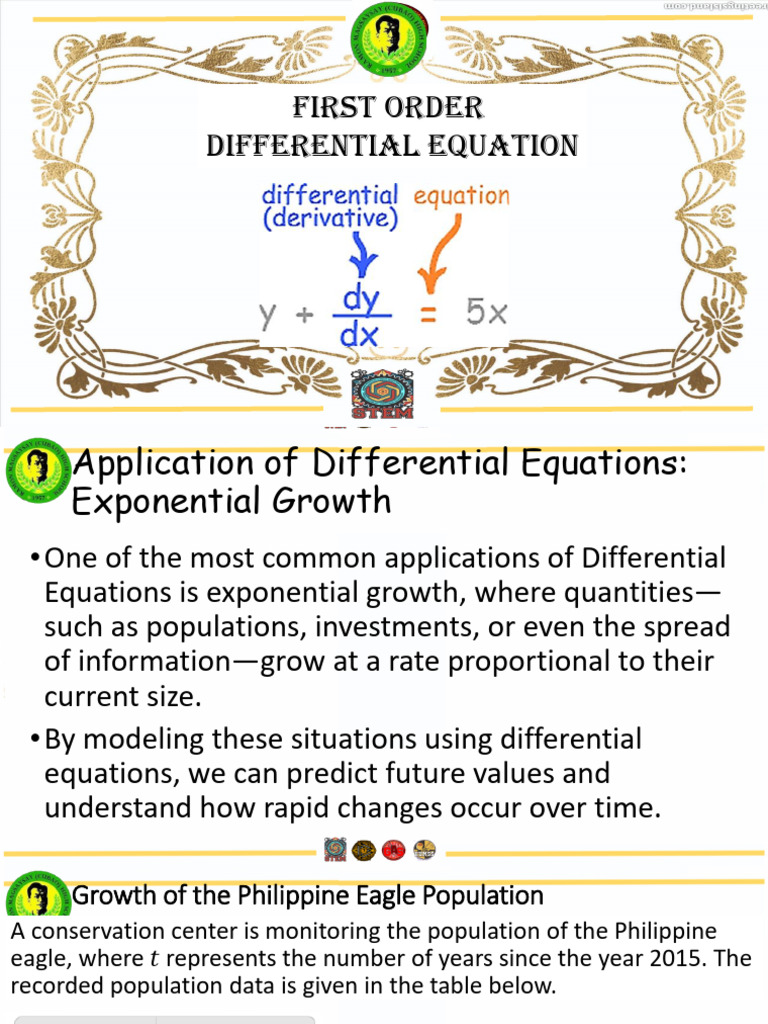 Application of Differential Equations - Exponential Growth | PDF ...
