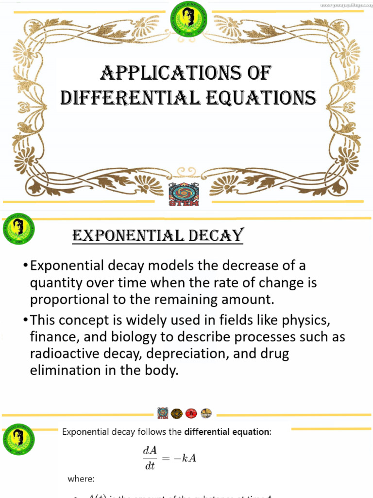 Applications of Differential Equations (Exponential decay) | PDF