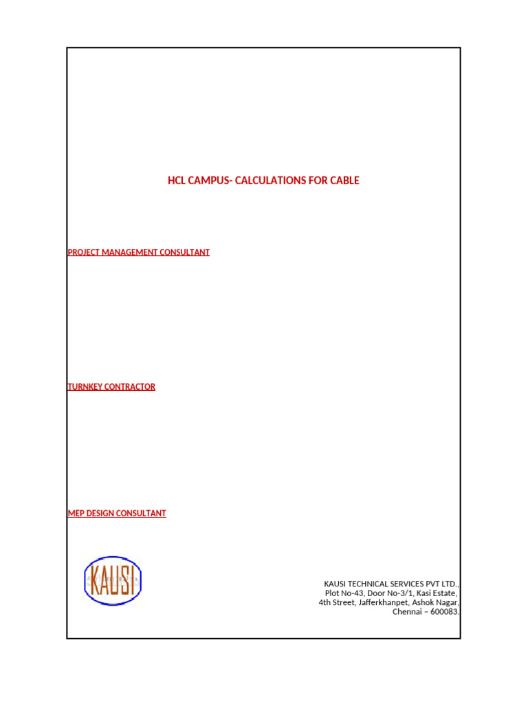 KT 24 398 Elec HCL Cable Schedule r2 | PDF | Building Engineering ...