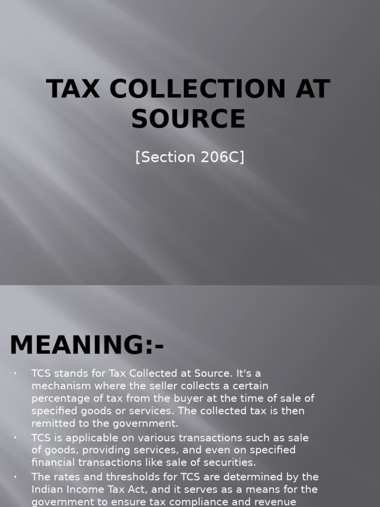 Tax Collection at Source 123 | PDF | Taxes | Lease