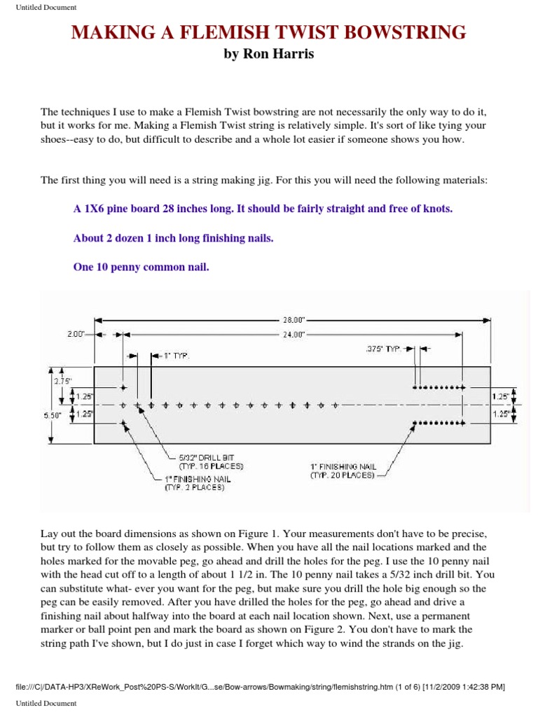 Making A Flemish Twist Bowstring 1999 | PDF | Bow And Arrow | Archery