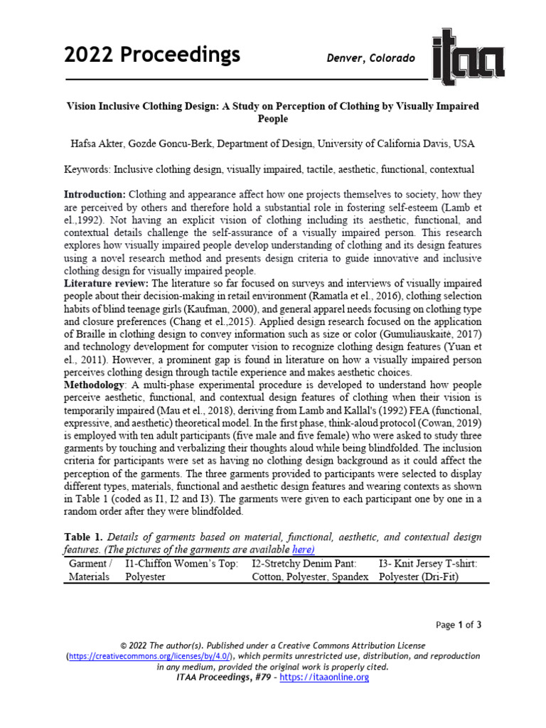 Inclusive Clothing Design for the Visually Impaired | PDF | Clothing ...