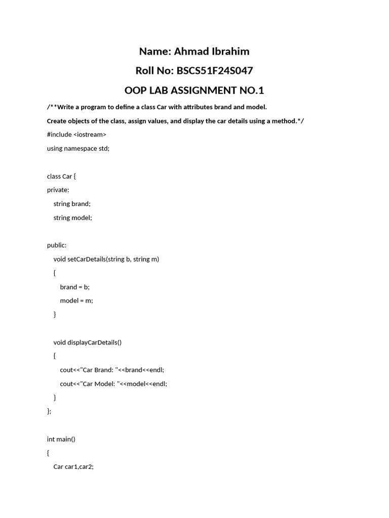 Assignment 2 Oop Lab | PDF