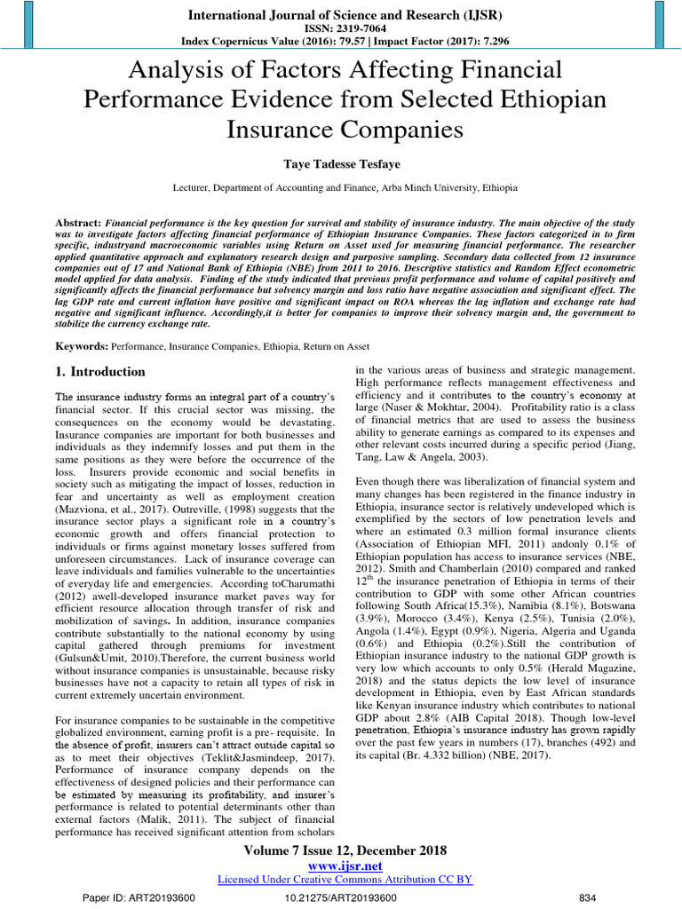 Analysis of Factors Affecting Financial | PDF | Insurance | Reinsurance