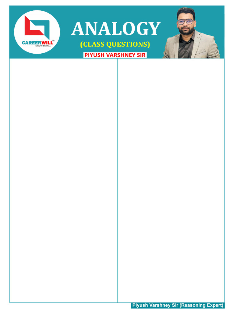 Analogy Class Questions Final Pdf