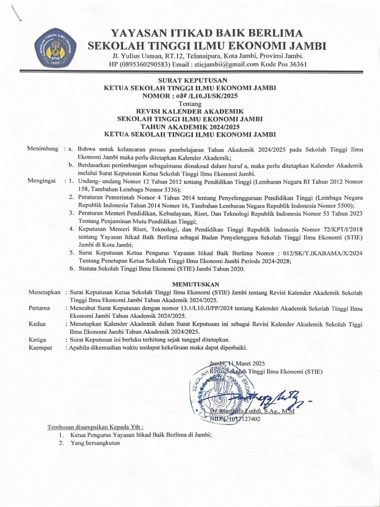 SK Revisi Kalender Akademik Ta 20242025 - 11zon | PDF