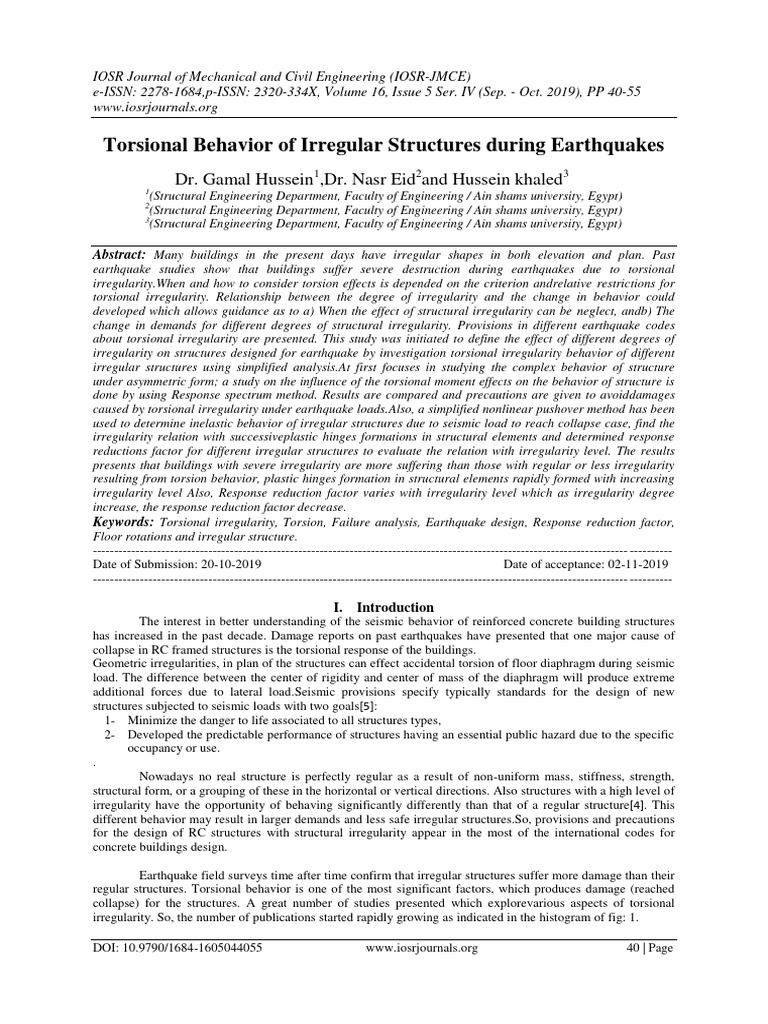 Torsional Behavior of Irregular Structur | PDF | Force | Classical Mechanics