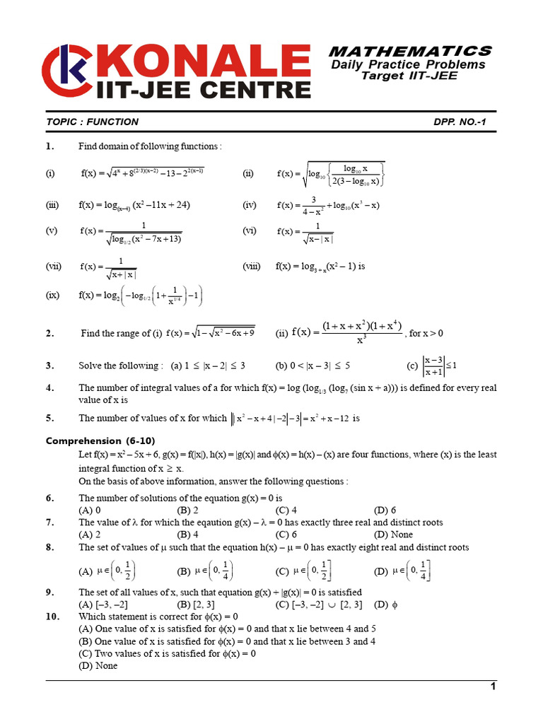 B1 Homework Function DPP1 | PDF