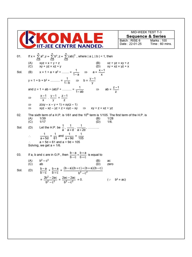 T-3 Sequences and Series 22-01-25 | PDF