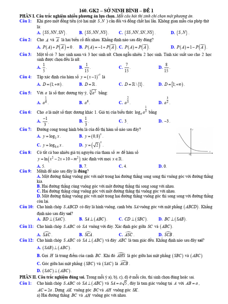 GK2 - Sở Ninh Bình Đề 1 | PDF