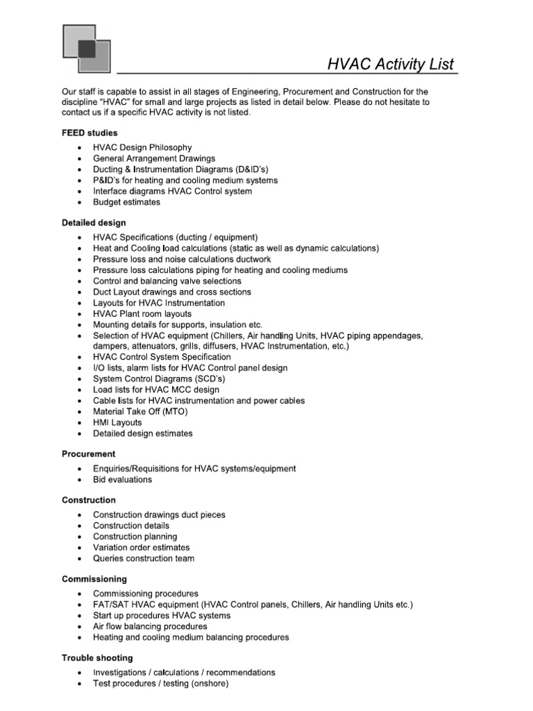 15-03-11-HVAC-Activity-List | PDF