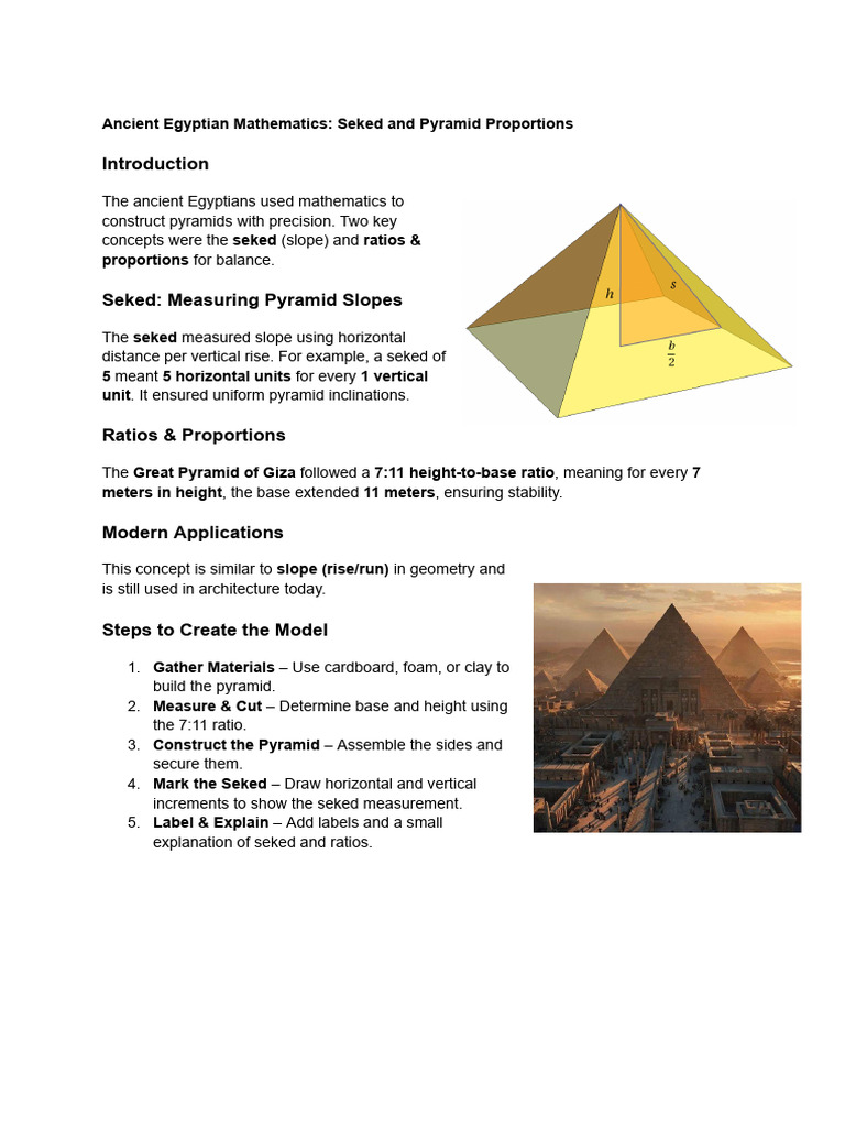 Ancient Egyptian Pyramid Mathematics | PDF