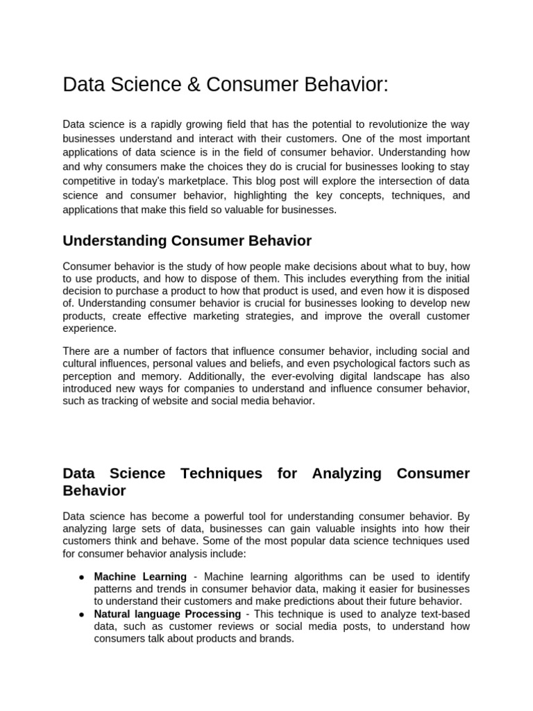 Data Science & Consumer Behavior_ | PDF | Consumer Behaviour | Data Science