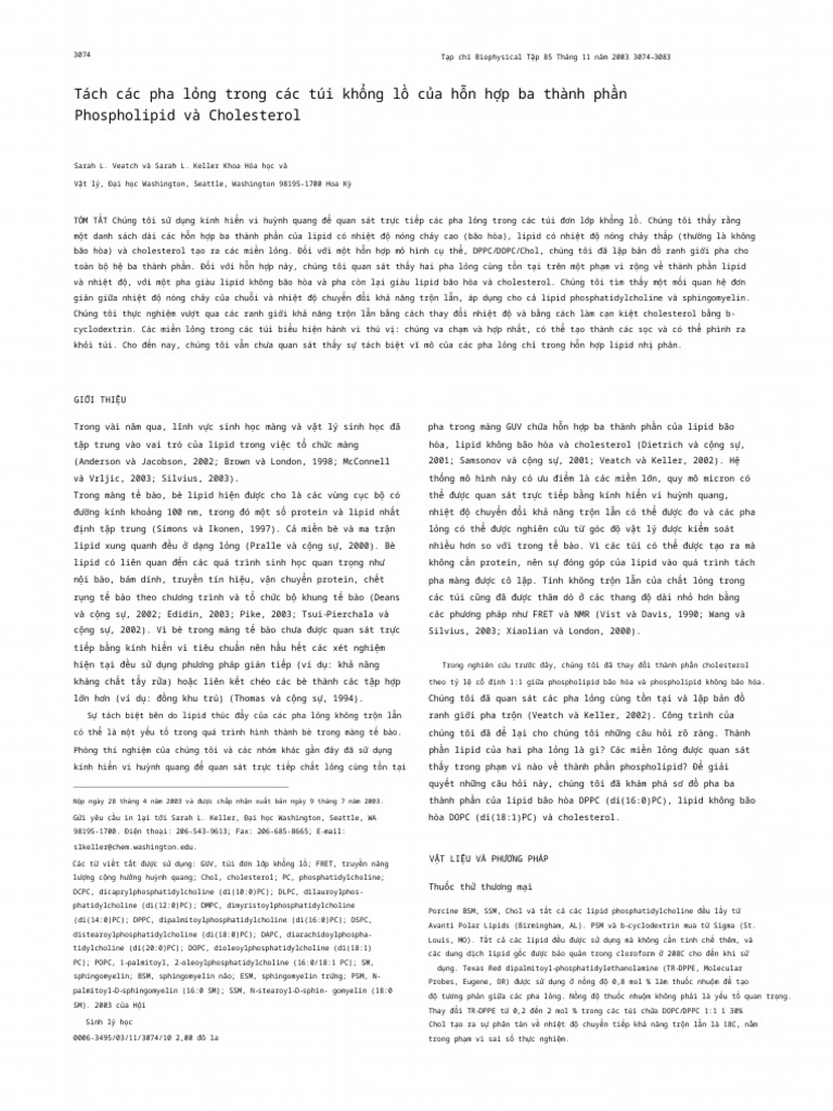 2003, Sarah, Choletrol Phospholipid Ban Dich | PDF