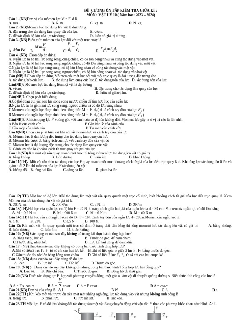 De Cuong On Tap Giua Ki 2 Lop 10 | PDF