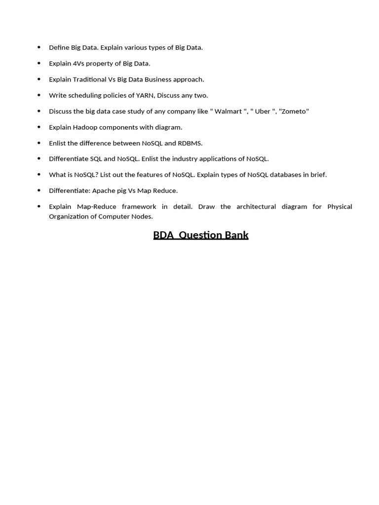 BDA Question Bank | PDF