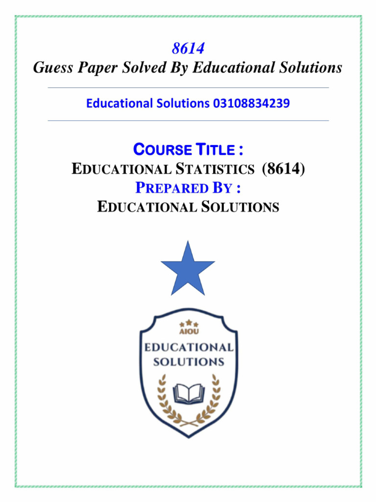 Guess Paper Educational Statistics (8614) | PDF