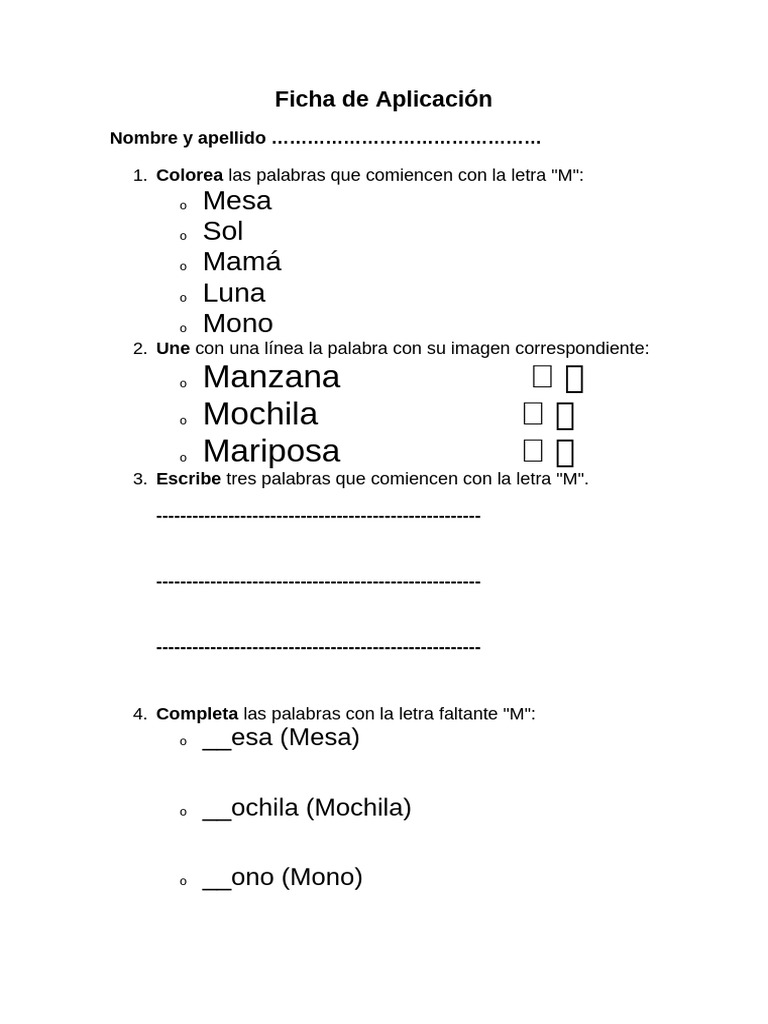 Actividades educativas con la letra M | PDF