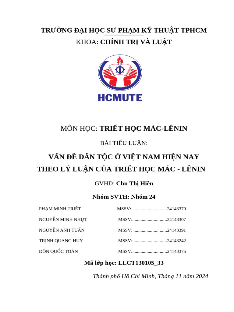 CT2 - nhóm 24. Lý luận TH Mác - Lenin về dân tộc, LH thực tiễn | PDF
