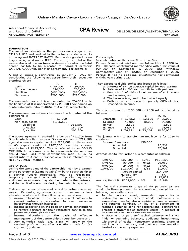 Afar | PDF | Partnership | Balance Sheet