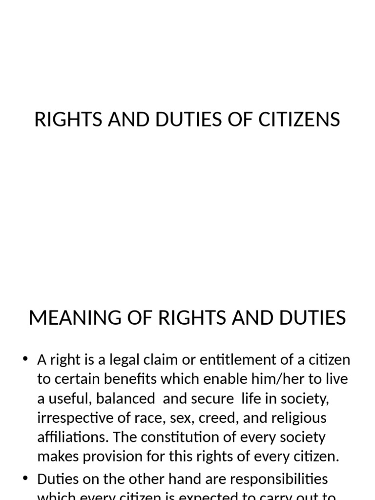 Citizens' Rights and Responsibilities | PDF