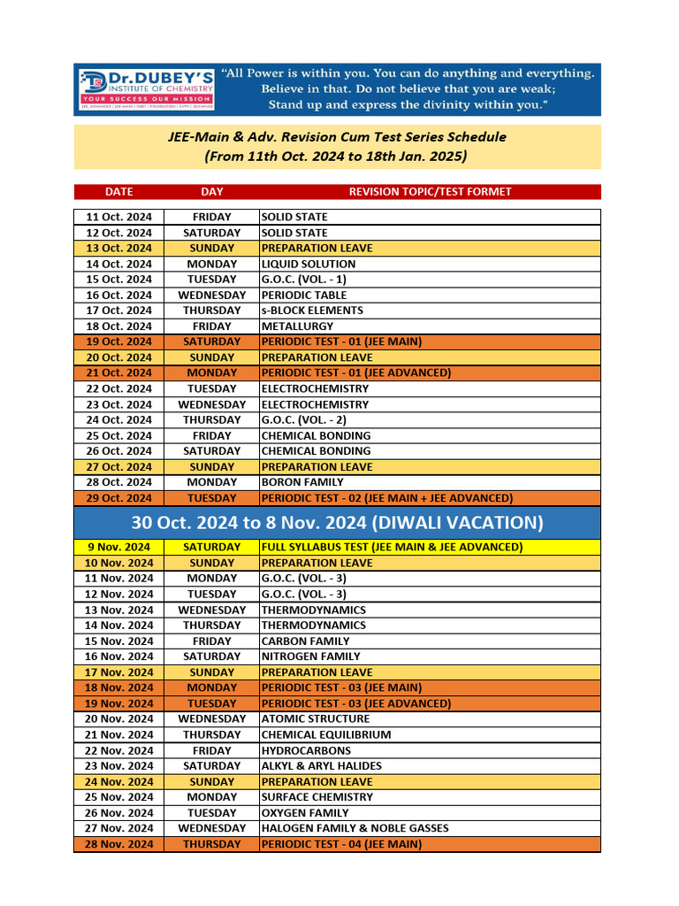 JEE Main & Adv. Schedule (Oct. 2024 To Jan. 2025) | PDF | Ether ...