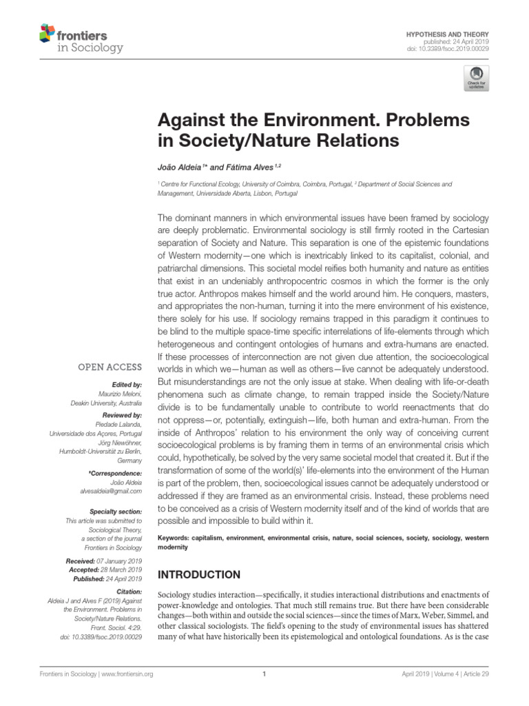 Tema 1 - Texto CObrigatório 1 - Against The Enviorement | PDF | Sociology | Nature