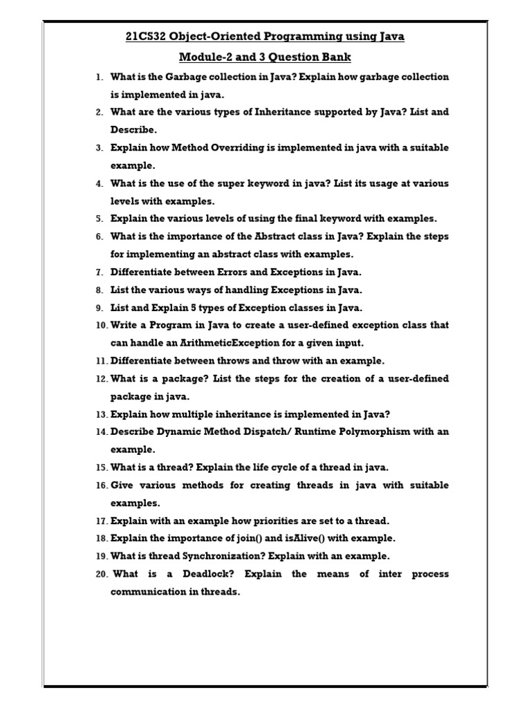 Java Object-Oriented Programming Q&A Guide | PDF