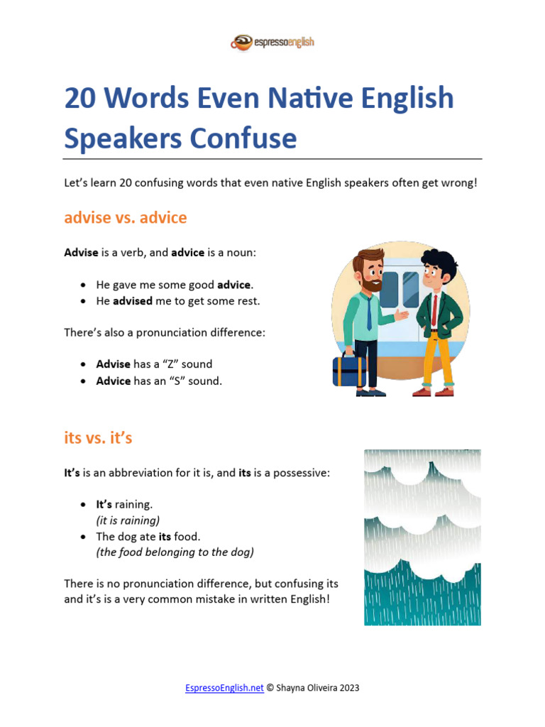 Free PDF 20 Confusing Words | PDF | English Language | Verb