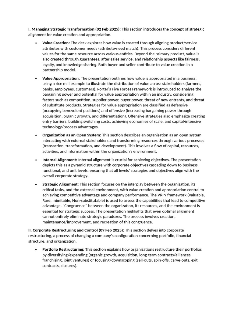 MST - Summary of Concepts | PDF | Mergers And Acquisitions | Business