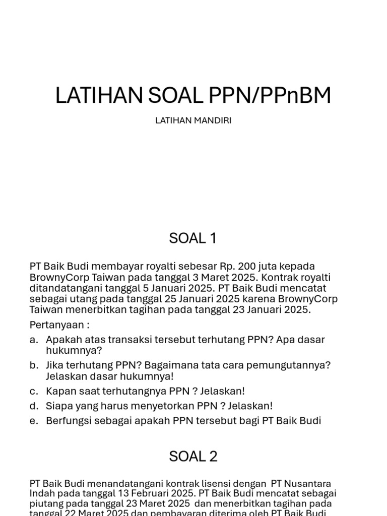 Latihan Soal PPN 2025 - Pertemuan 4 | PDF