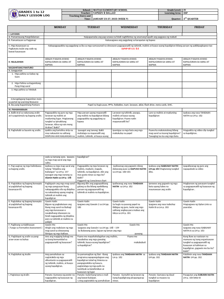 DLL_ESP 4_Q2_W9 | PDF