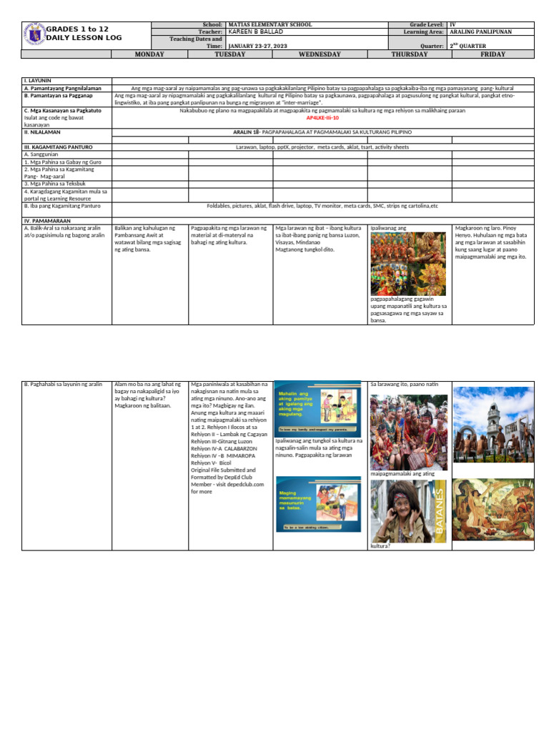 DLL_ARALING PANLIPUNAN 4_Q2_W9 | PDF