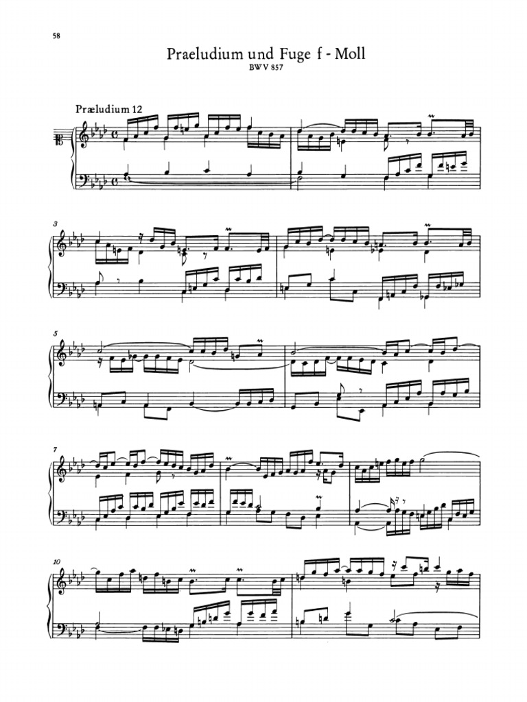 J.S. Bach Preludio & Fuga F Minor | PDF