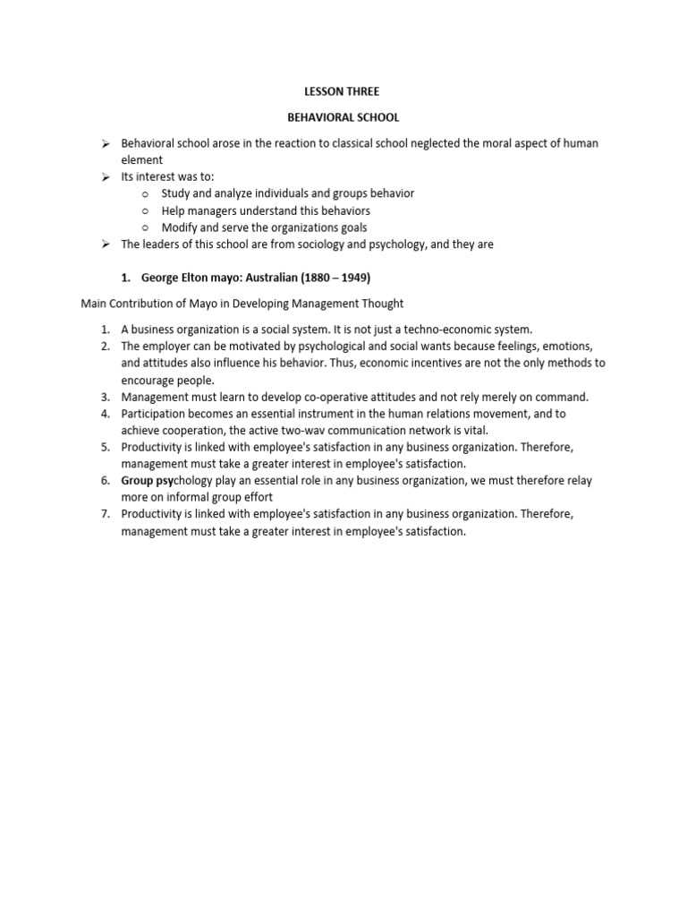 LESSON 3 Behavioral School | PDF