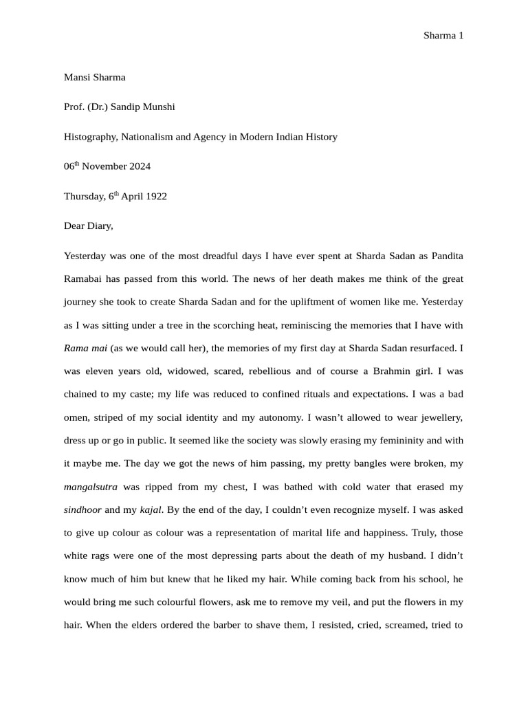 Mansi Sharma BA A Letter Submission | PDF