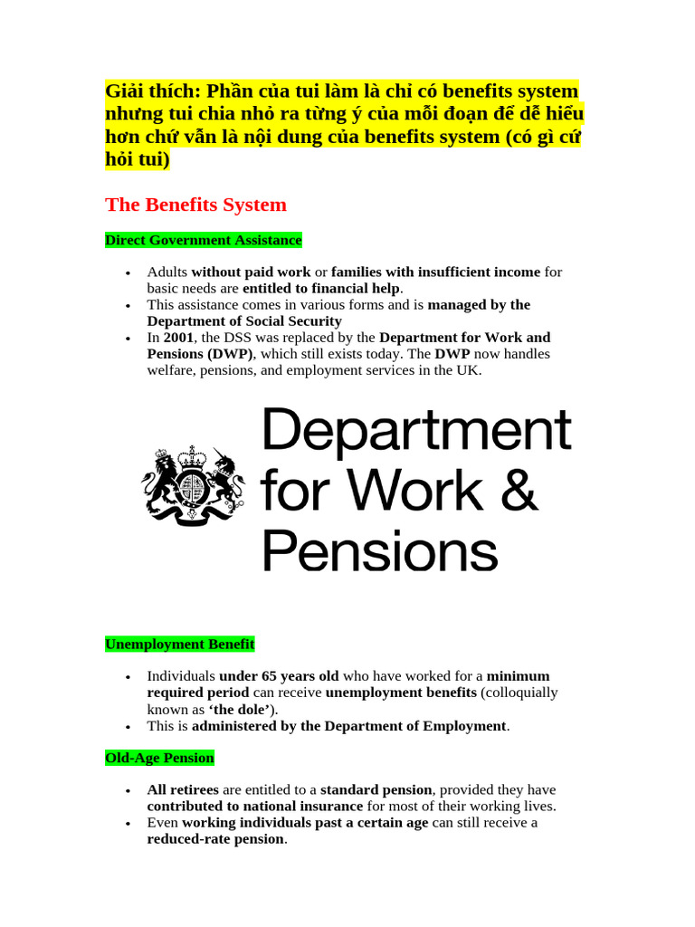 Overview of the UK Benefits System | PDF | Pension | Unemployment Benefits