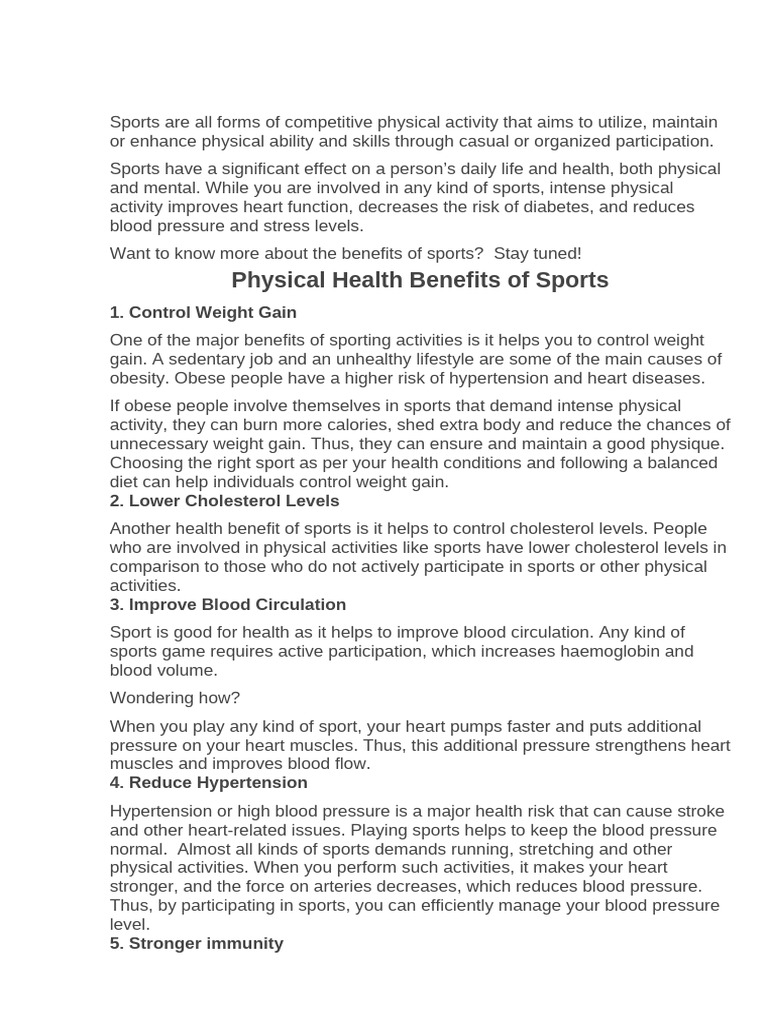 Sports Are All Forms of Competitive Physical Activity That Aims To ...