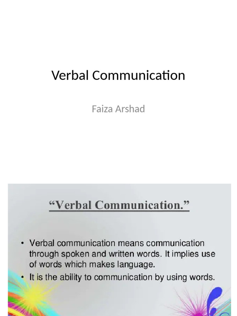 Verbal Communication | PDF