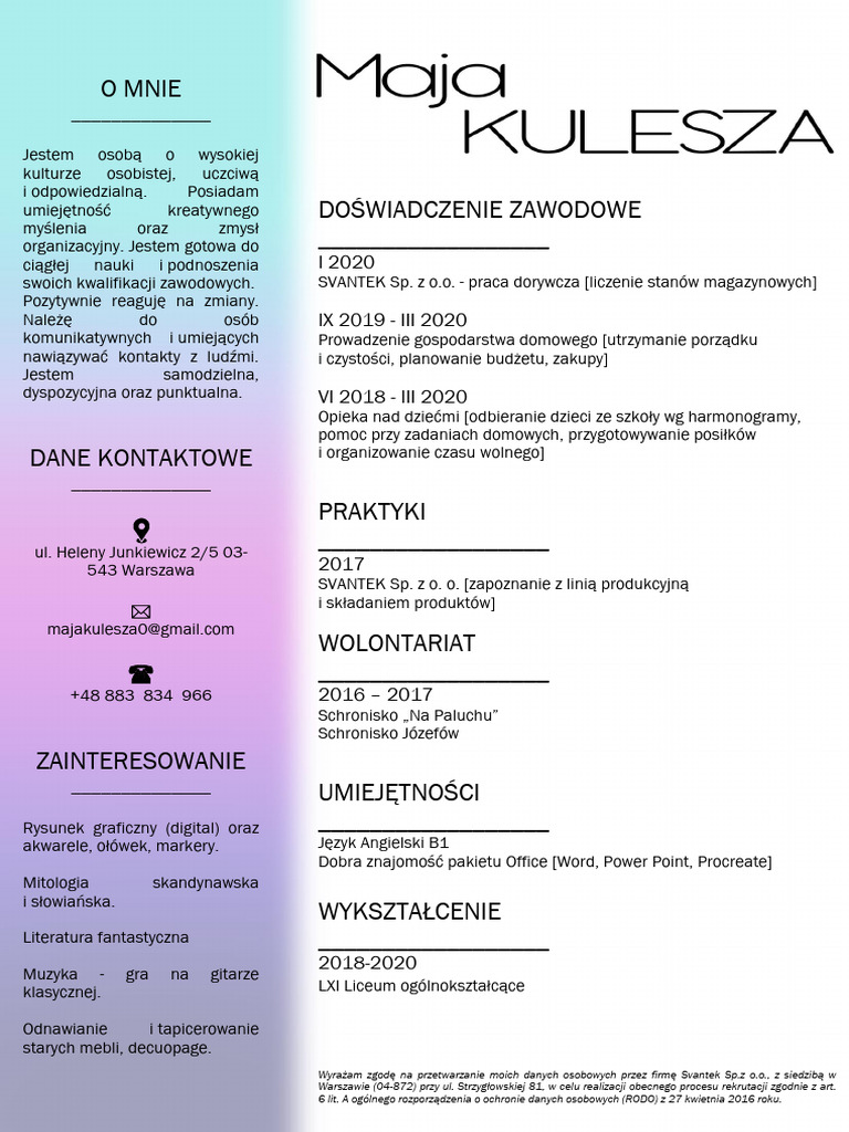 CV Maja Kulesza | PDF