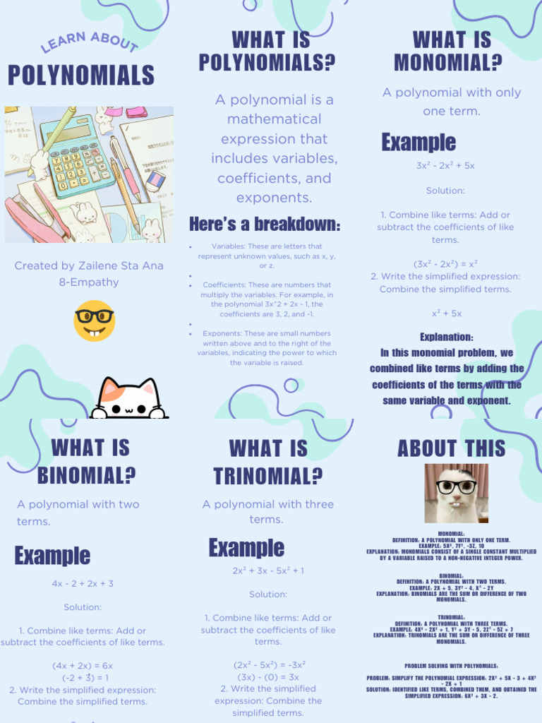 Understanding Monomials, Binomials, and Trinomials | PDF | Polynomial ...