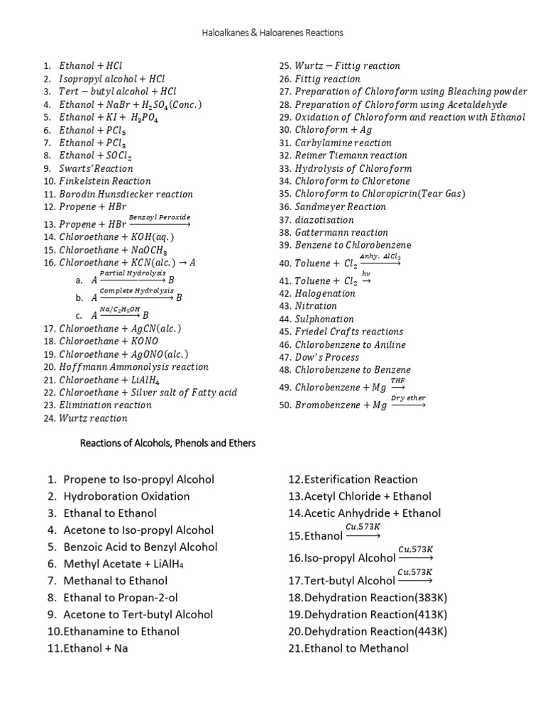 All Reactions and Quesitons | PDF | Ethanol | Ether