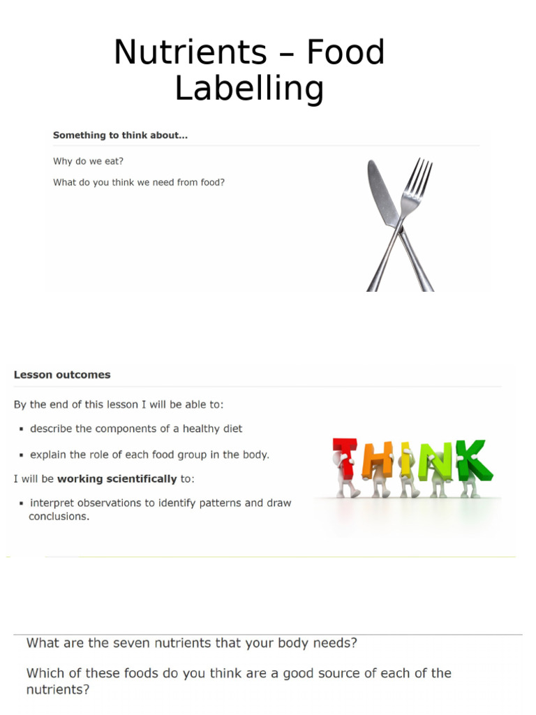 L4 Nutrients - Food Labelling | PDF