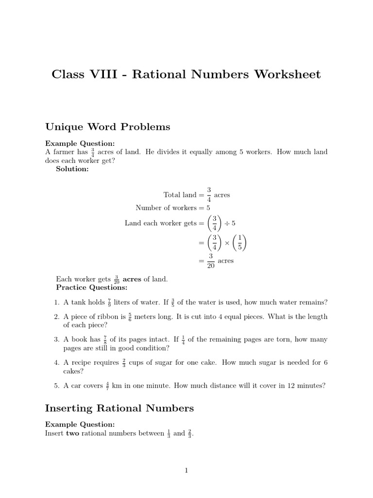 Insert Rational Numbers Practice | PDF