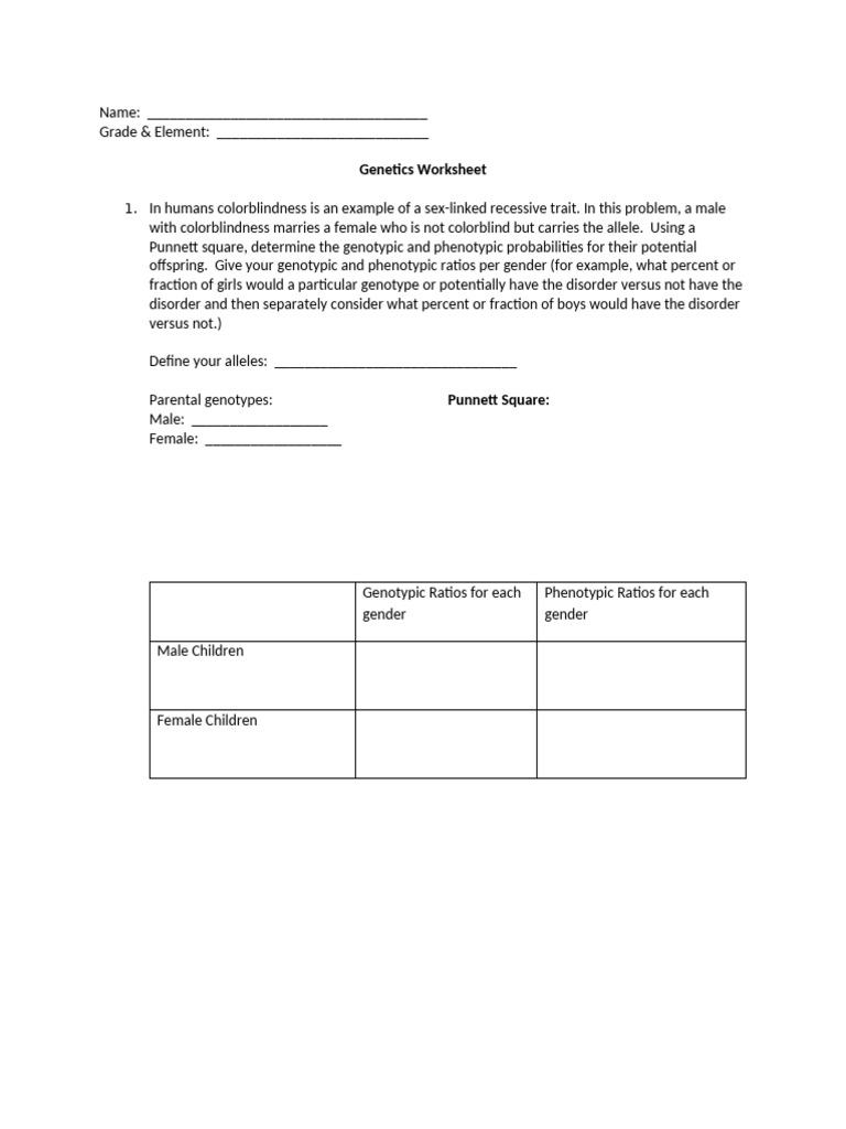 04-28 Genetics Worksheet | PDF | Genotype | Dominance (Genetics)