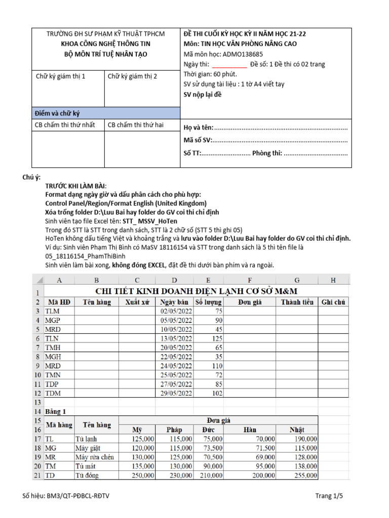 HKII-2021 2022 DeThi-Dapan THVPNC | PDF