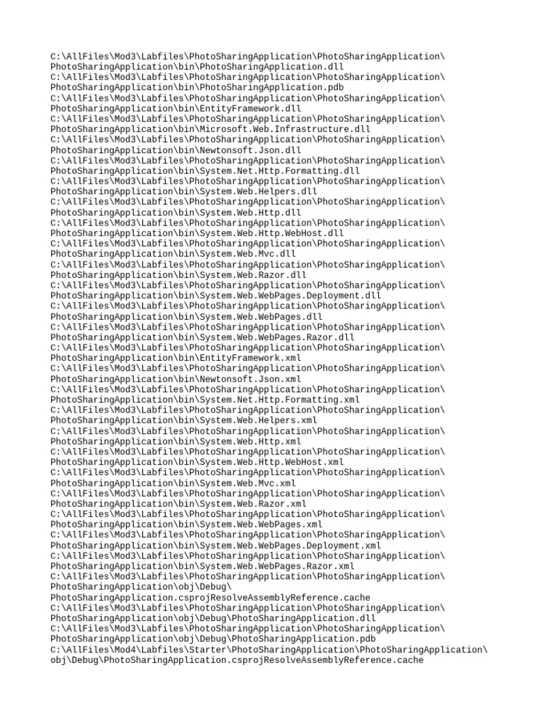 PhotoSharingApplication Csproj FileListAbsolute | PDF | Entity Framework | Json